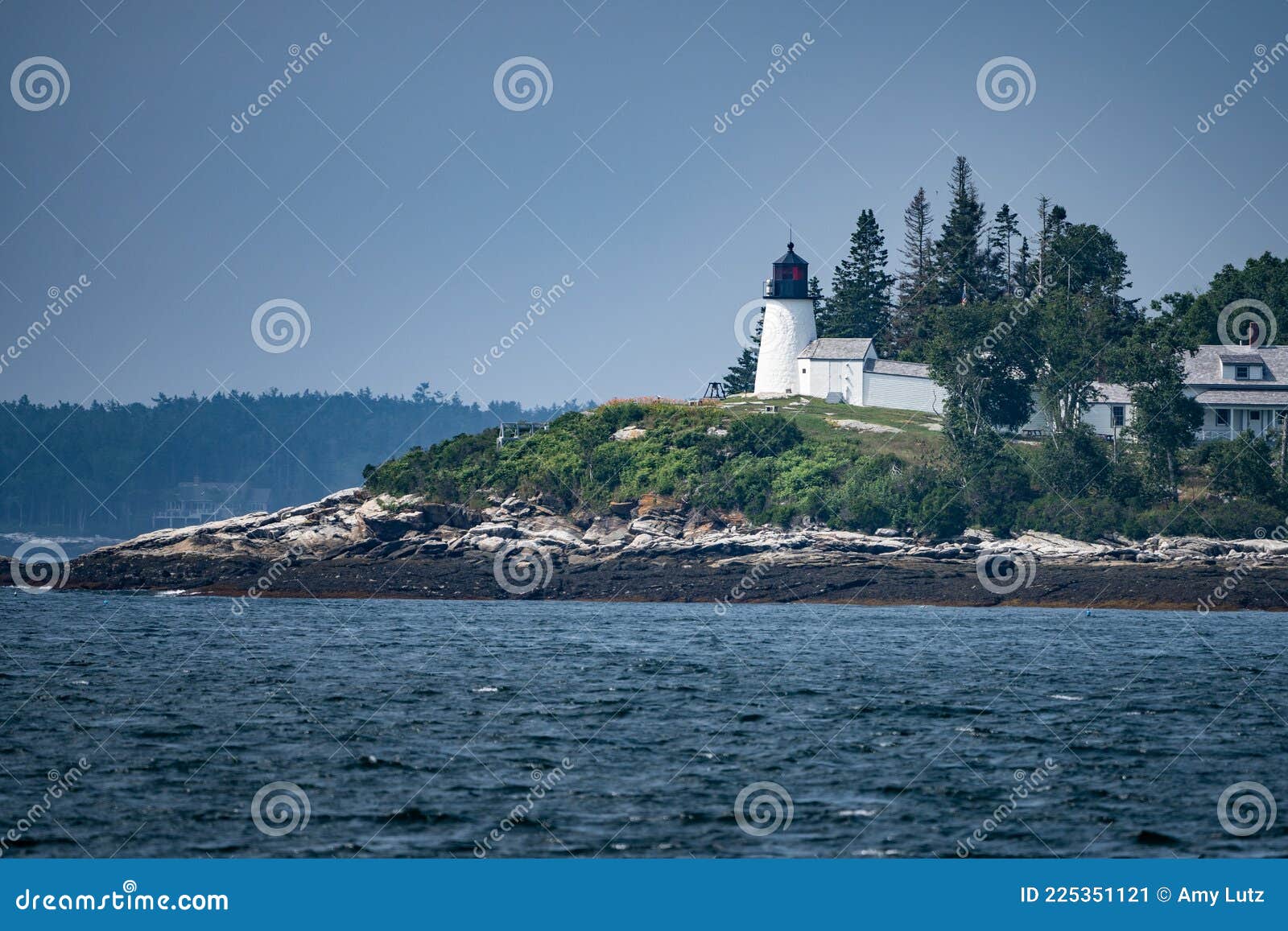 Burnt Island Lighthouse, Boothbay Harbor Stock Image - Image of island ...