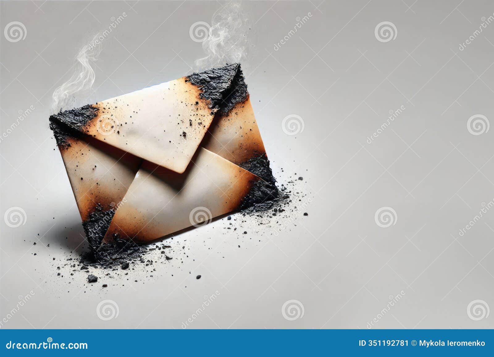 A Burnt Letter with Smoke. Space for Text. Stock Image - Image of ...
