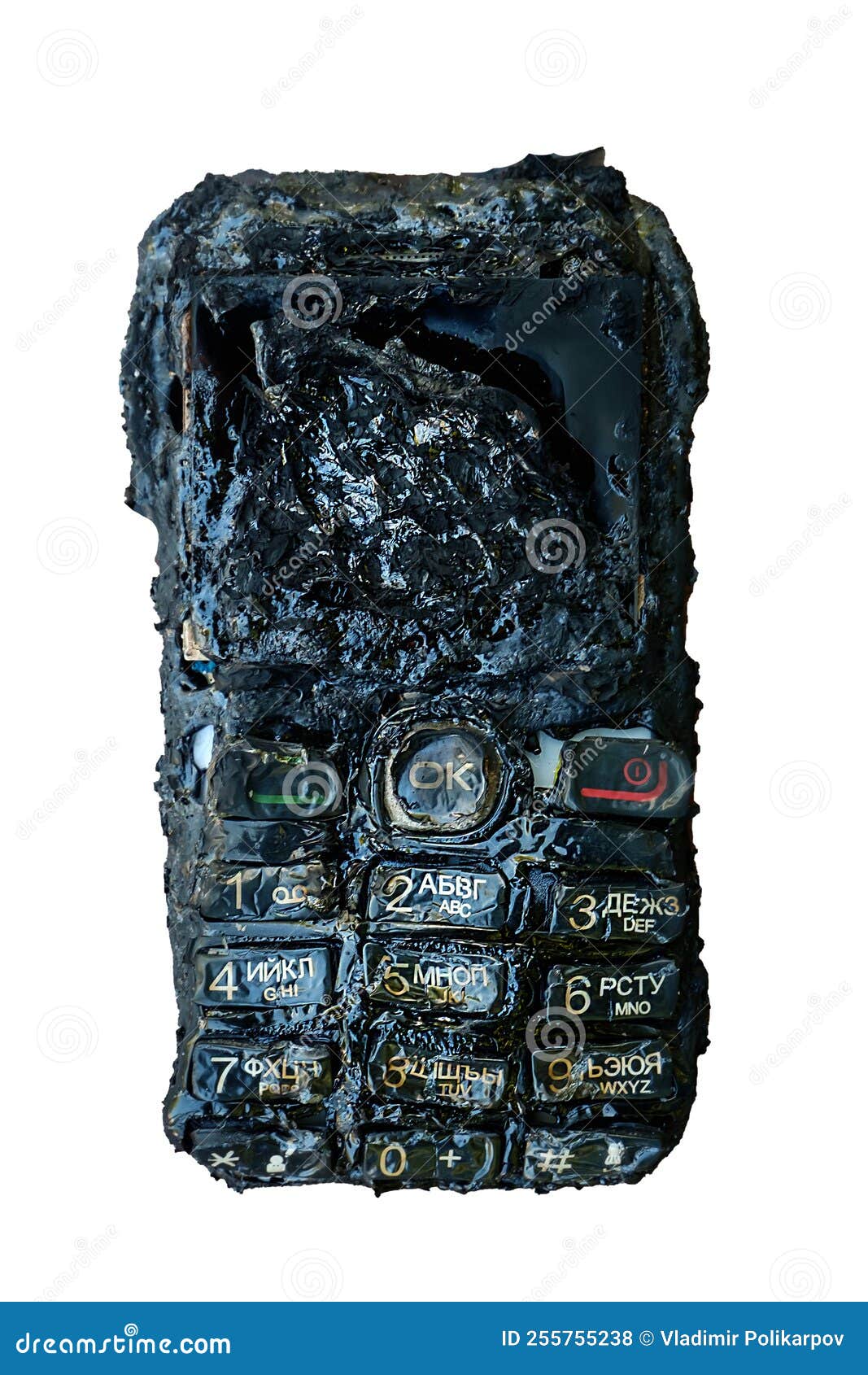 Burnt Mobile Phone Isolated on White Stock Photo - Image of fire, table ...