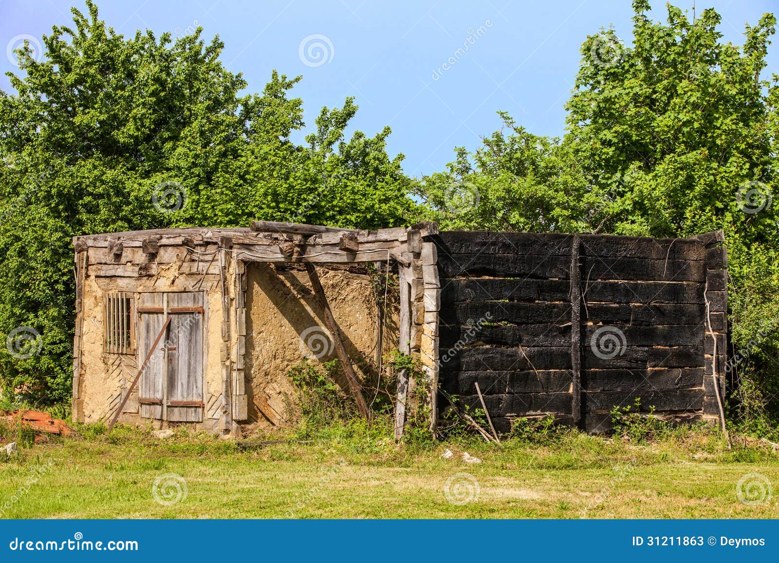Old Abandoned Rustic Old House With Roof Tiles Stock Photo ...