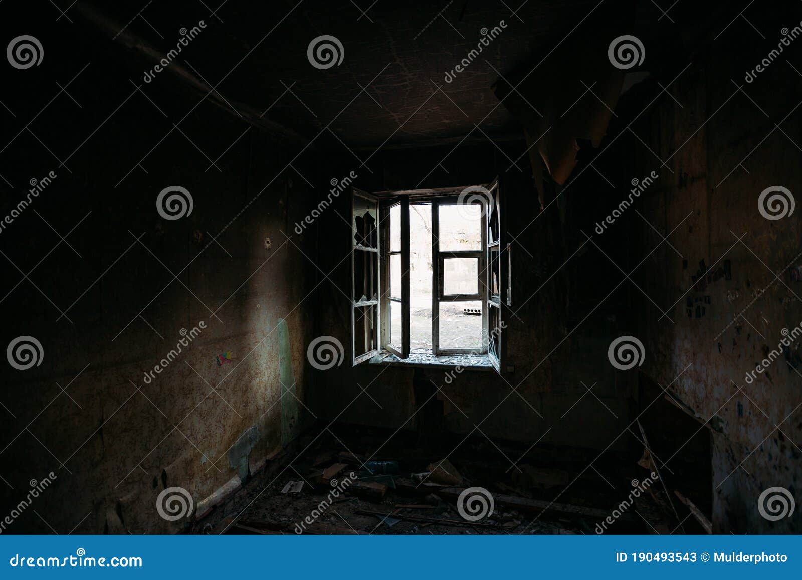 Burnt and Collapsed Old House Interior. Consequences of Fire Stock ...