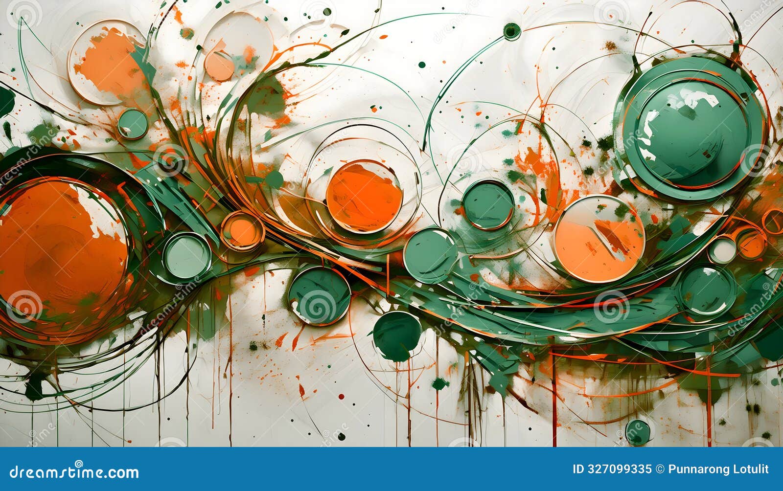 Burnt Orange, Abstract White Background with Brush Circle Patterns and ...