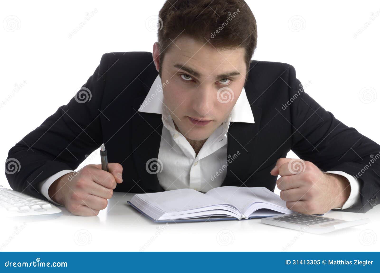 Burnt Out Business Man in Office Stock Image - Image of office, thought ...