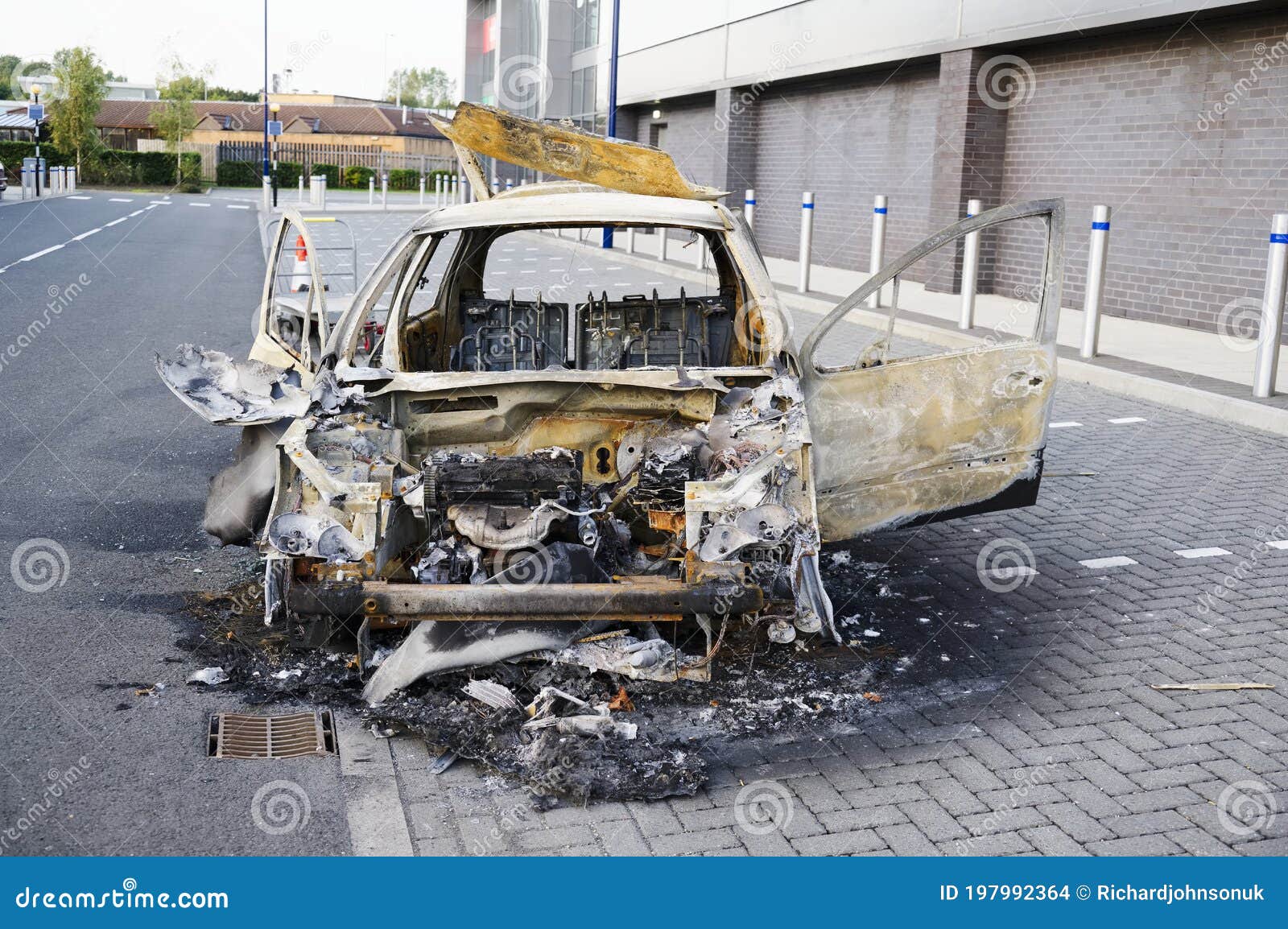 Burnt Out Car Set of Fire and Left by Joy Rider Stock Photo - Image of ...