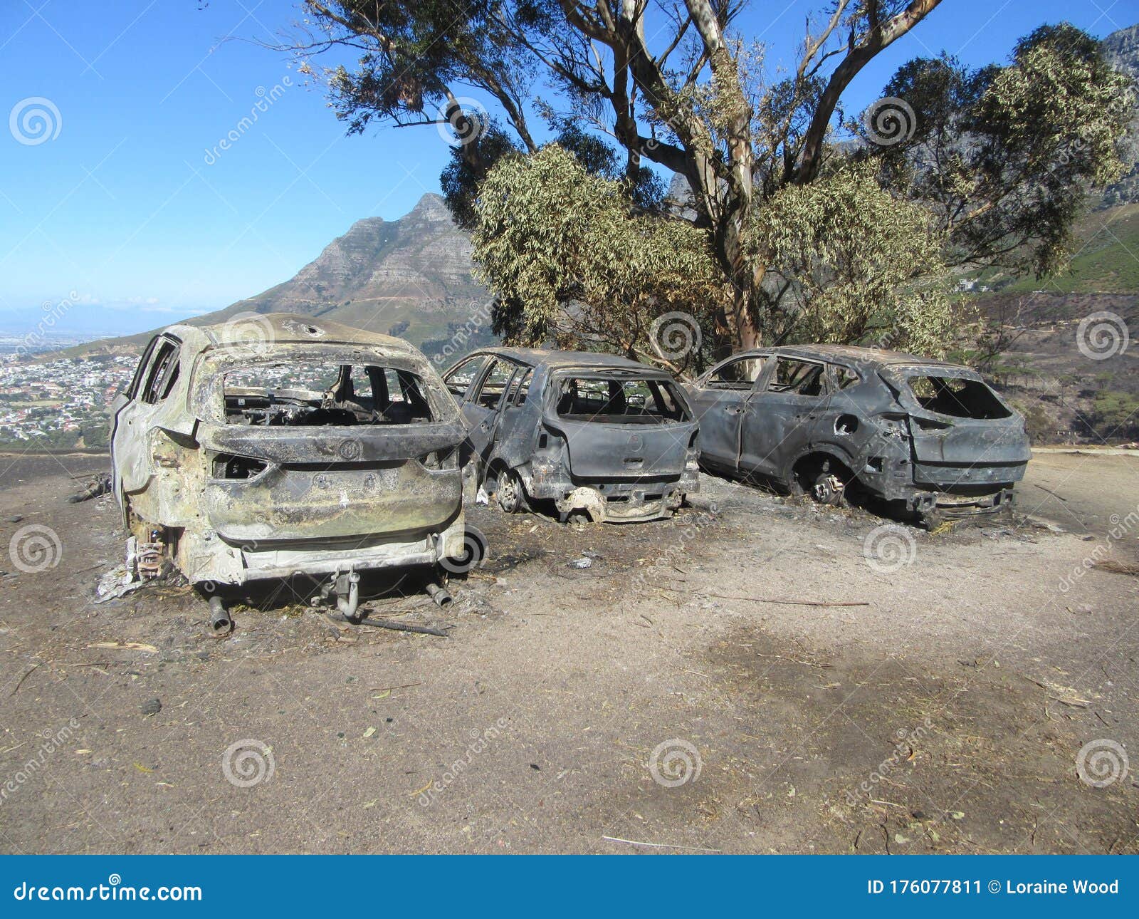 Burnt Out Cars after Fire on Table Mountain Reserve Stock Image - Image ...