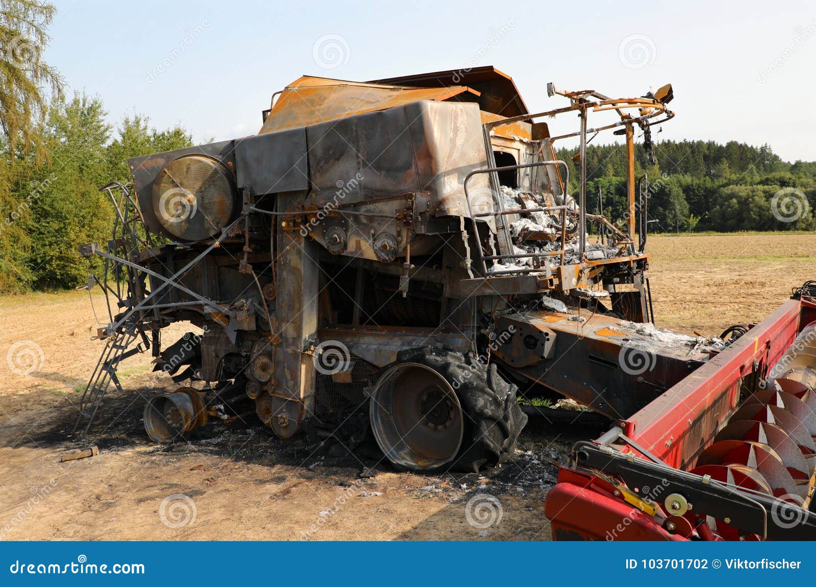 Combine Harvester Destroyed by Fire Stock Photo - Image of equipment ...