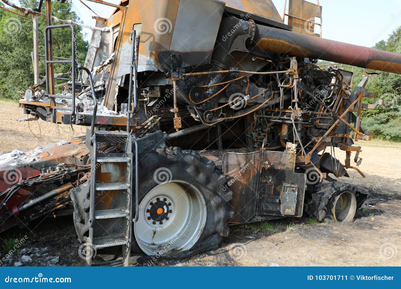 Combine Harvester Destroyed by Fire Stock Image - Image of equipment ...