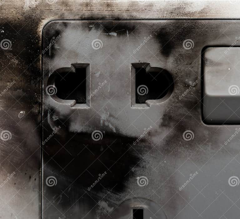 Burnt out electric socket stock photo. Image of safety - 69472768