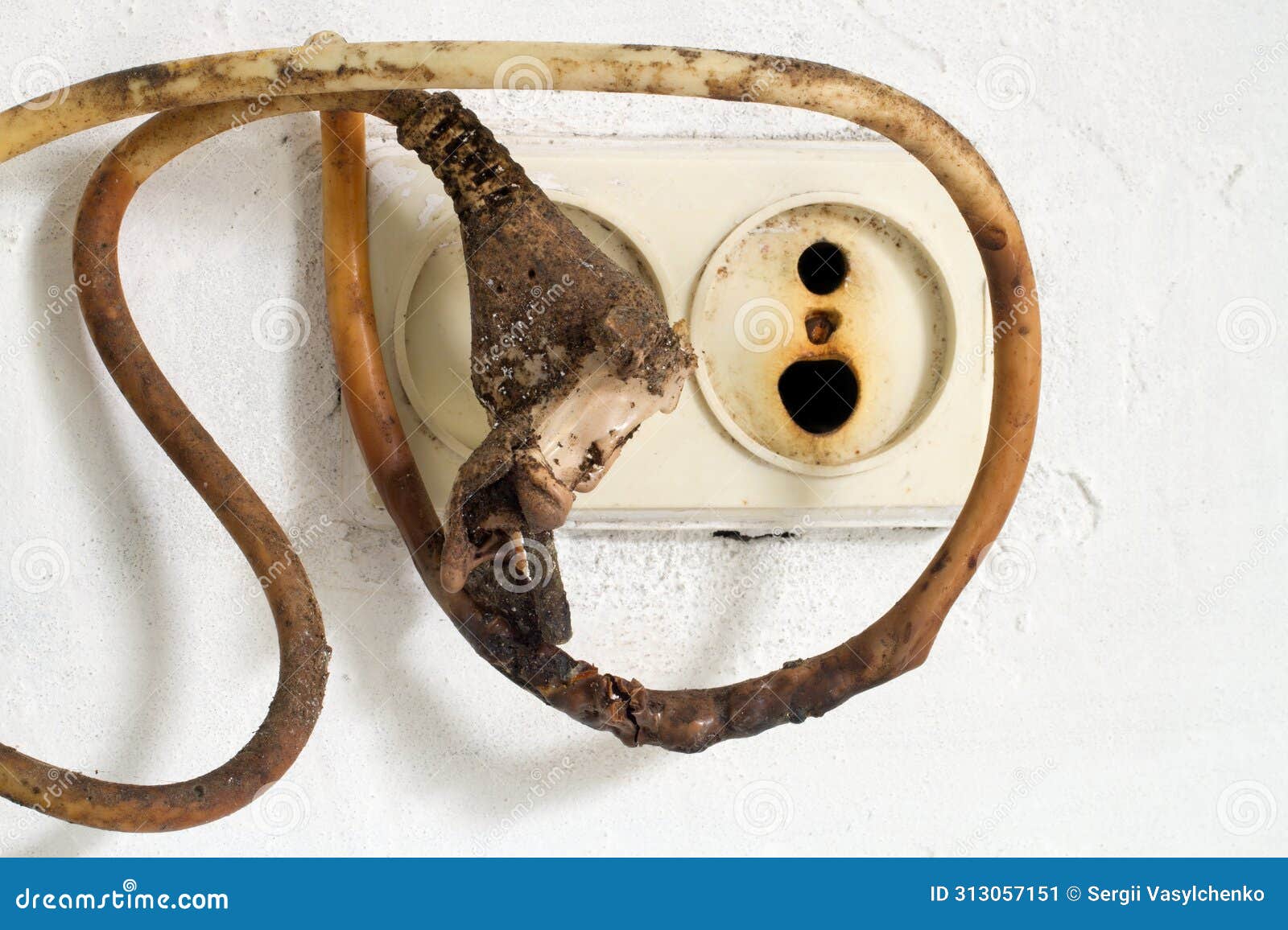 Burnt-out Electrical Plug and Socket. Stock Image - Image of circuit ...