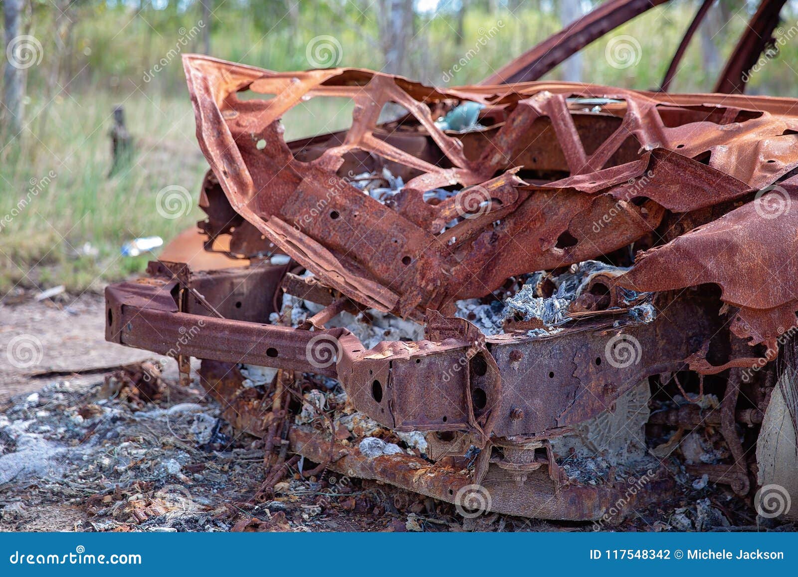 Burnt Out Engine of a Rusted Car Wreck Stock Photo - Image of ...