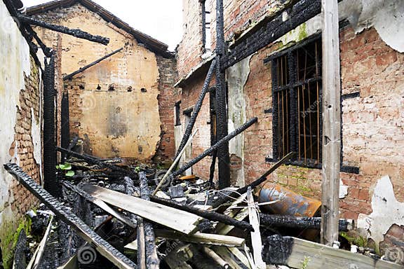 Burnt Out Home stock image. Image of charcoal, destroyed - 10463167