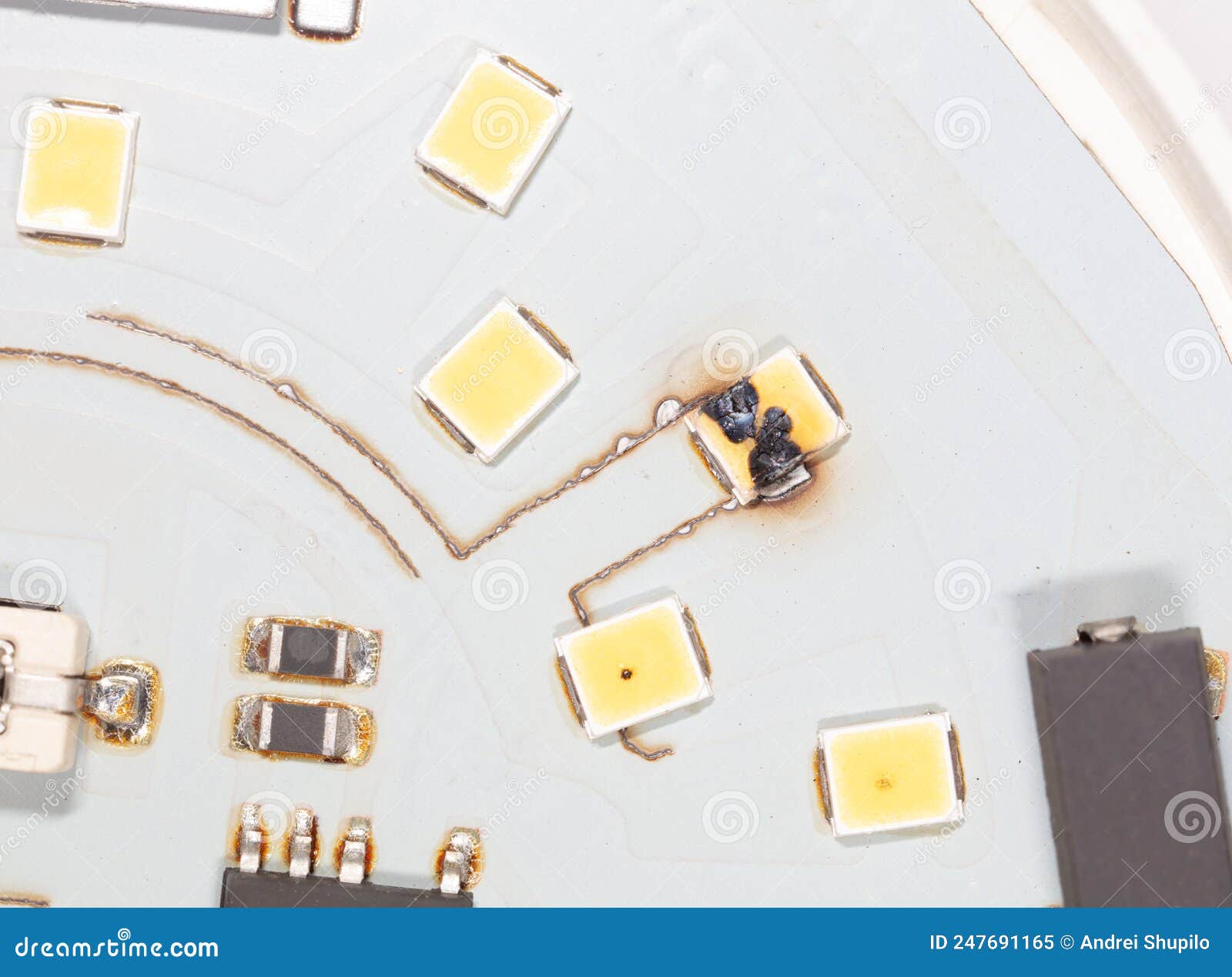 Burnt Out LEDs on a Disassembled LED Lamp. Stock Image - Image of tool ...