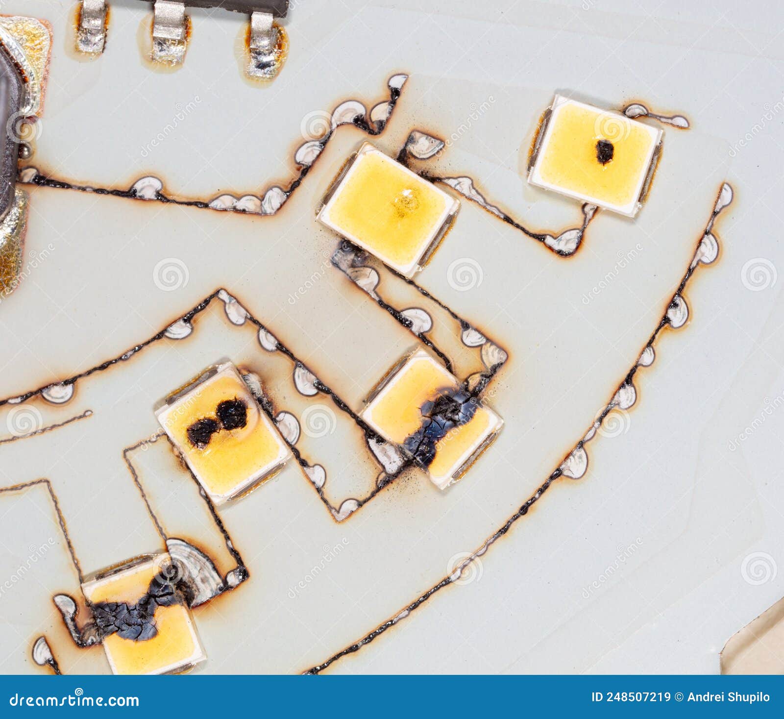 Burnt Out LEDs on a Disassembled LED Lamp. Stock Image - Image of ...