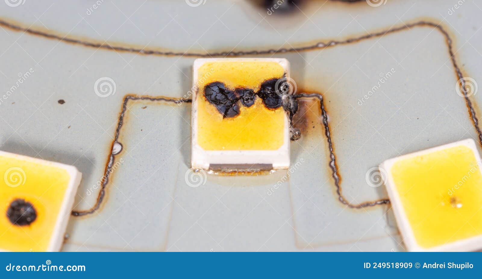 Burnt Out LEDs on a Disassembled LED Lamp. Stock Image - Image of bulb ...