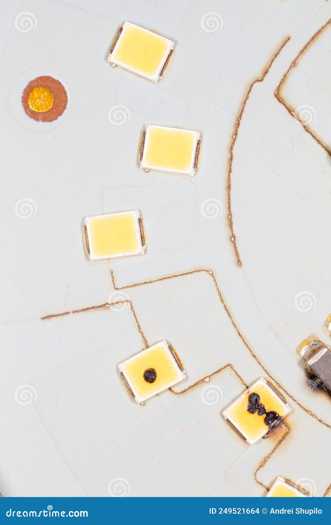 Burnt Out LEDs on a Disassembled LED Lamp. Stock Photo - Image of lamp ...