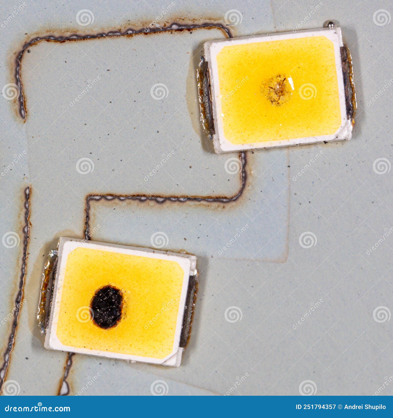 Burnt Out LEDs on a Disassembled LED Lamp. Stock Image - Image of ...