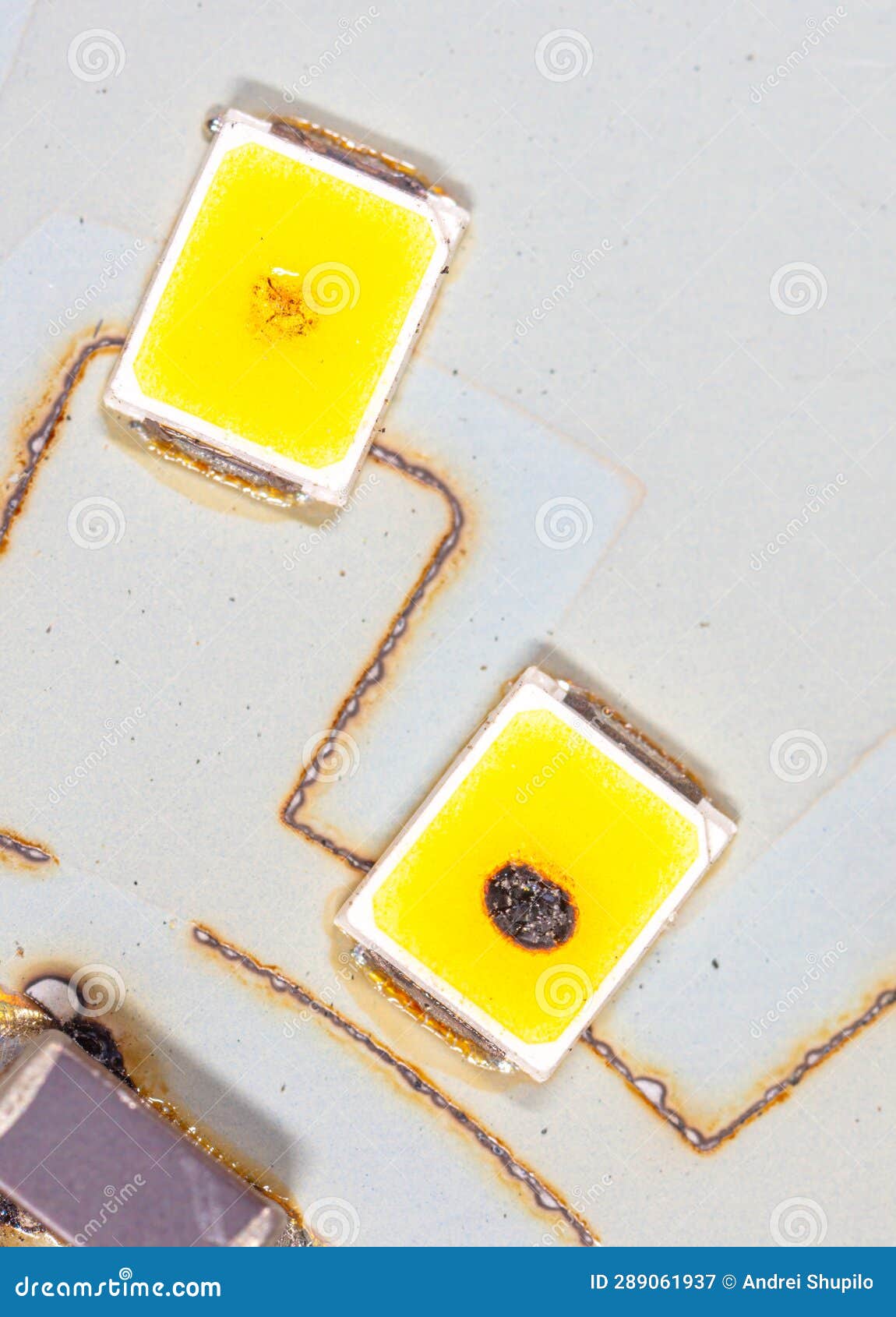 Burnt Out LEDs on a Disassembled LED Lamp. Stock Image - Image of ...