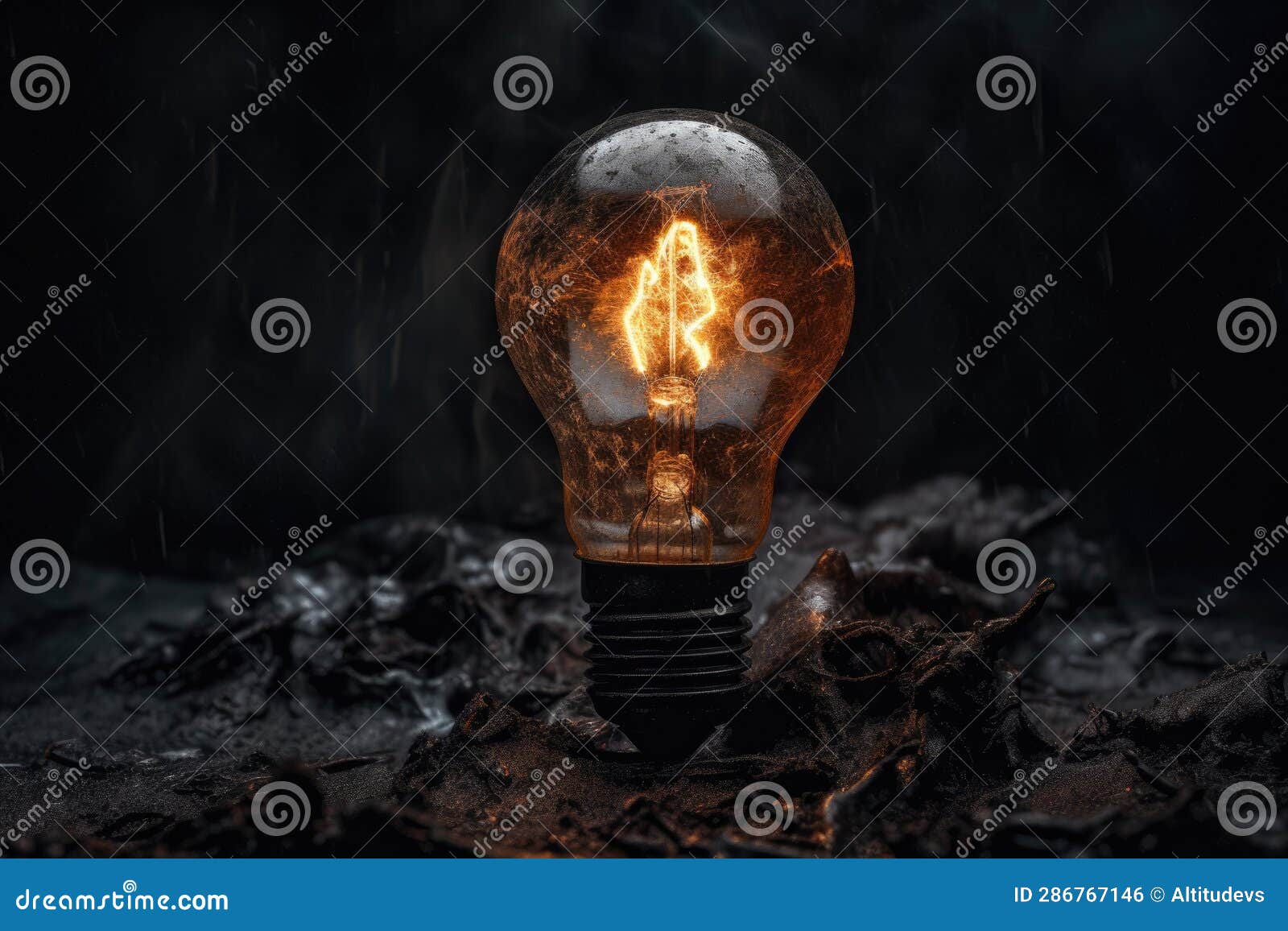 A Burnt-out Lightbulb in a Dark, Moody Setting Stock Photo - Image of ...
