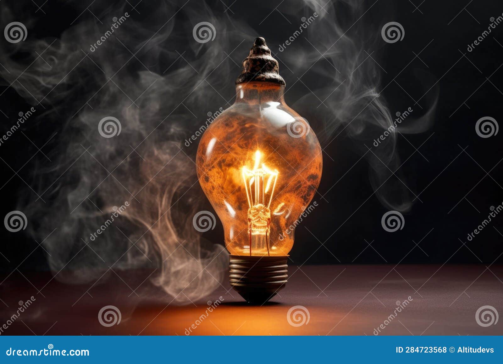 Burnt-out Lightbulb with Smoke Effect Stock Illustration - Illustration ...