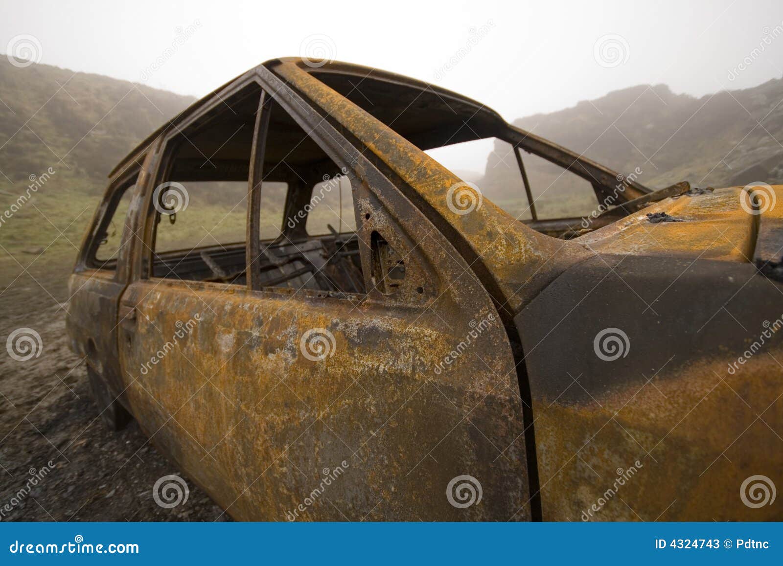 Burnt out and rusted car stock image. Image of rust, panels - 4324743