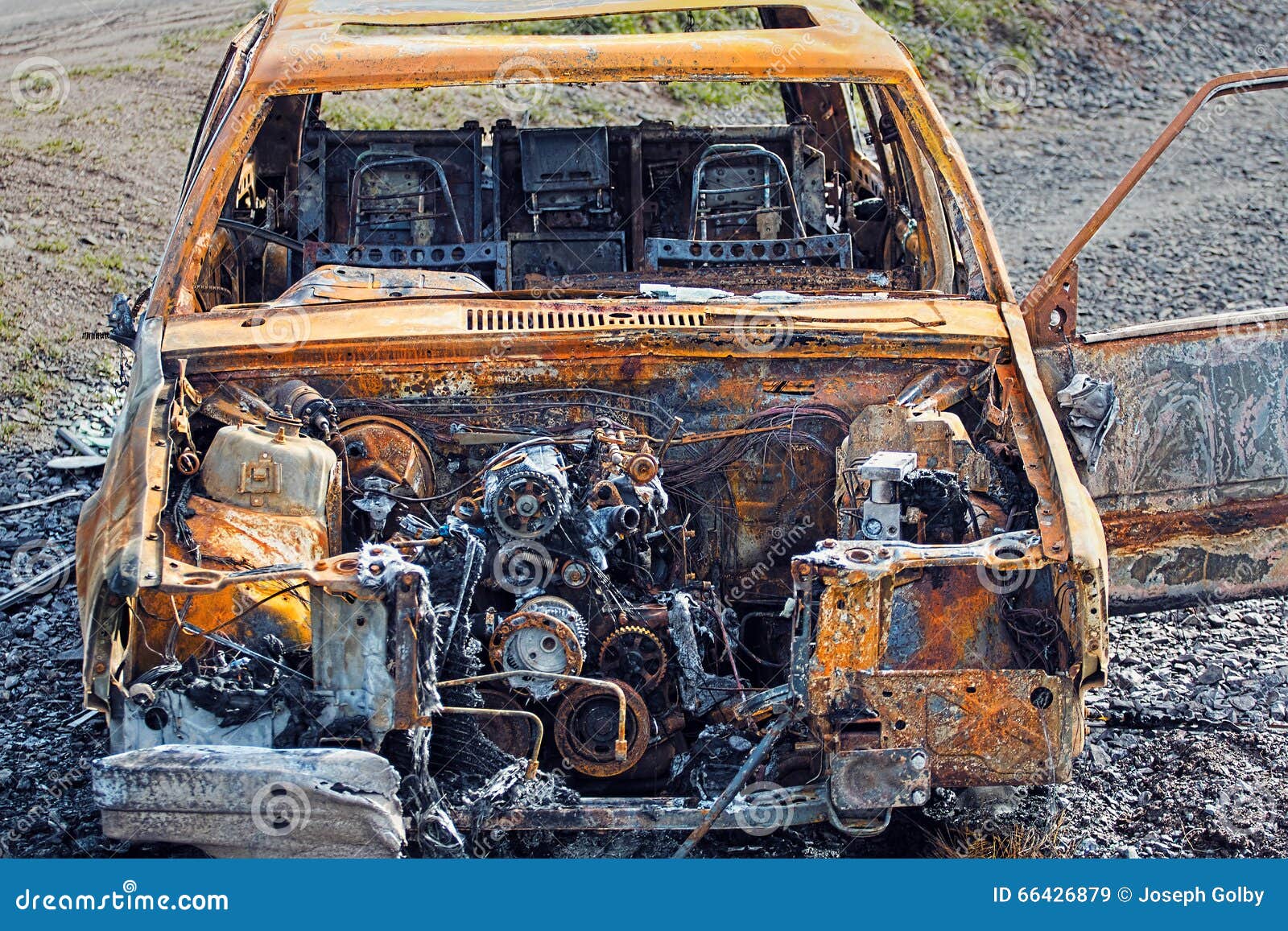 Burnt Out Rusty Car. Abandoned Wreck Stock Image - Image of automobile ...