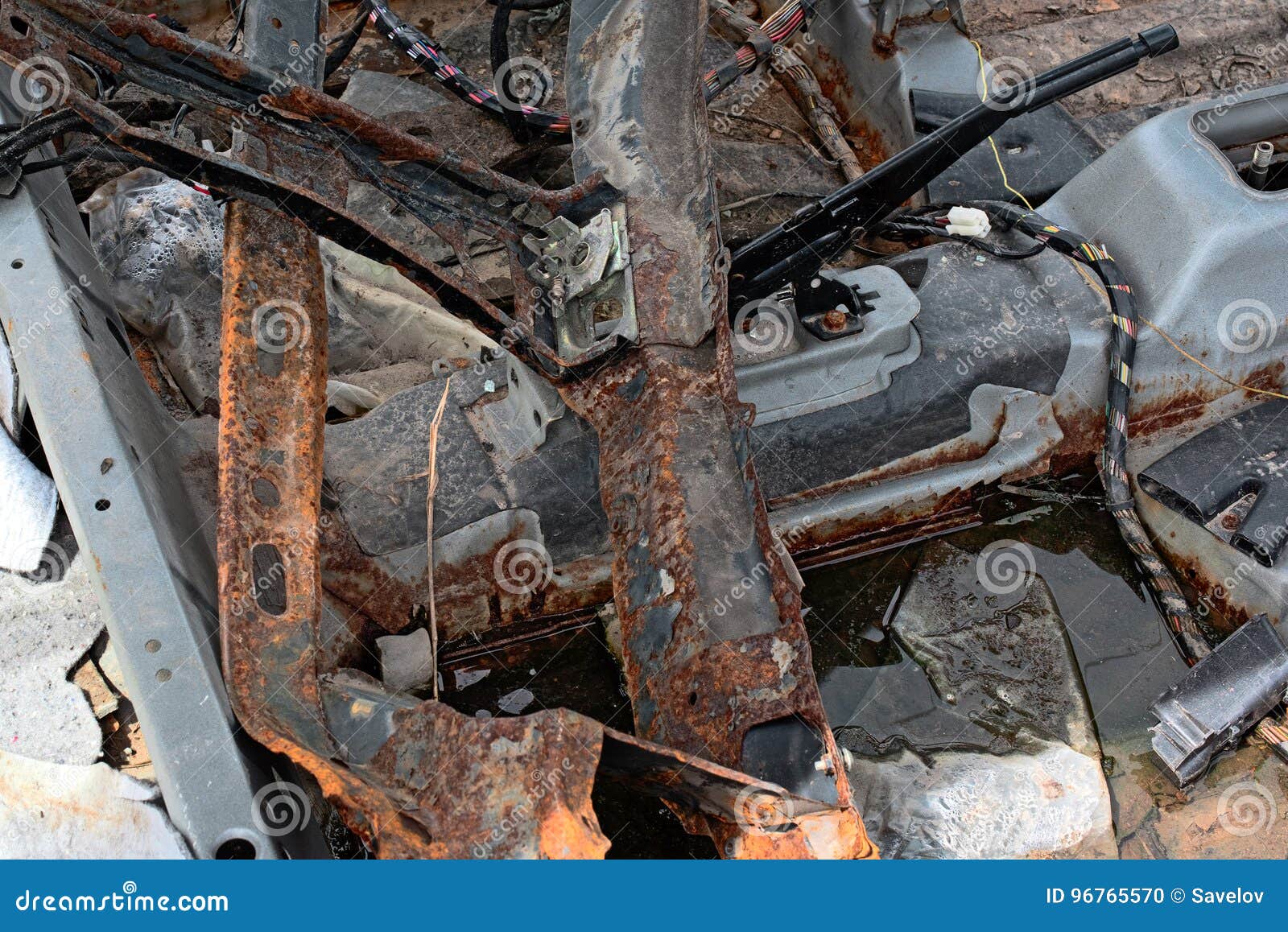 Burnt out rusty car stock photo. Image of metal, burn - 96765570