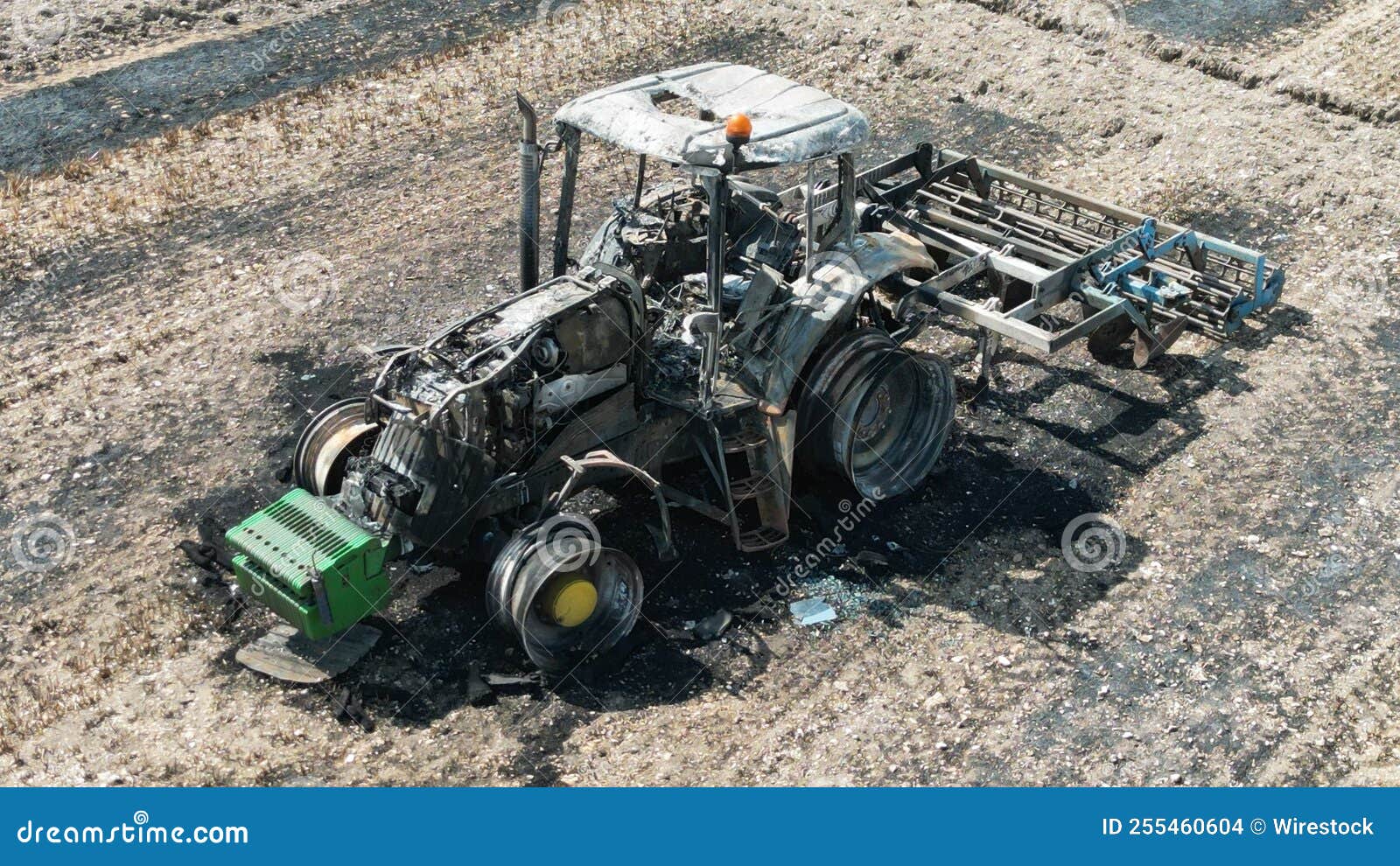 Burnt Out Tractor in Burnt Out Field Editorial Stock Image - Image of ...