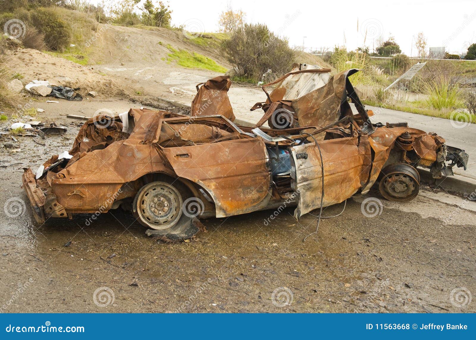 Burnt out wreck stock photo. Image of rusting, waste - 11563668