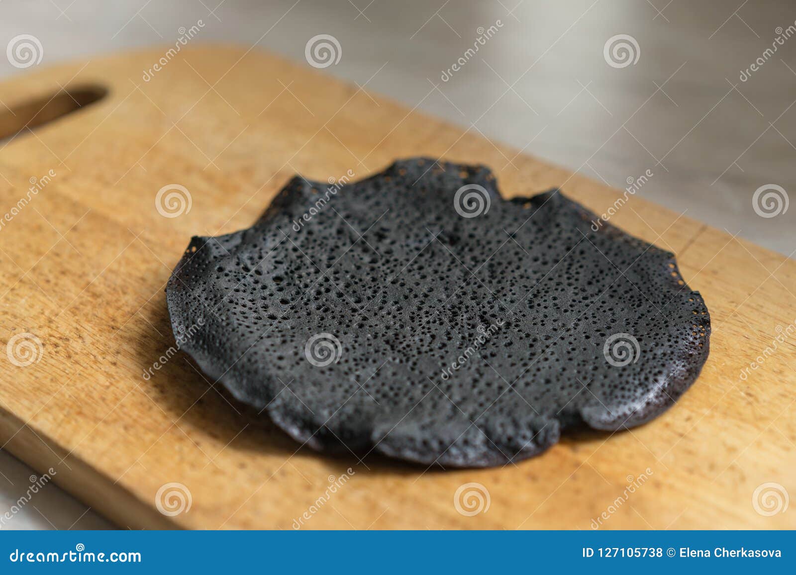 Burnt Pancake on a Wooden Stand. Stock Photo - Image of homemade ...