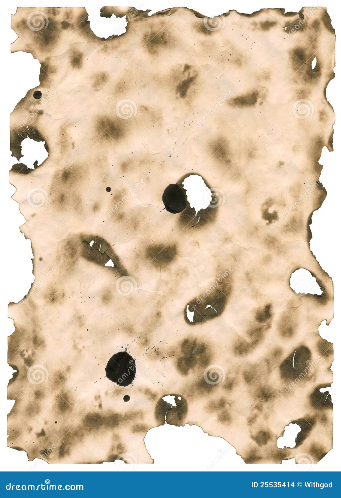 Burnt paper stock photo. Image of aged, perforated, isolated - 25535414