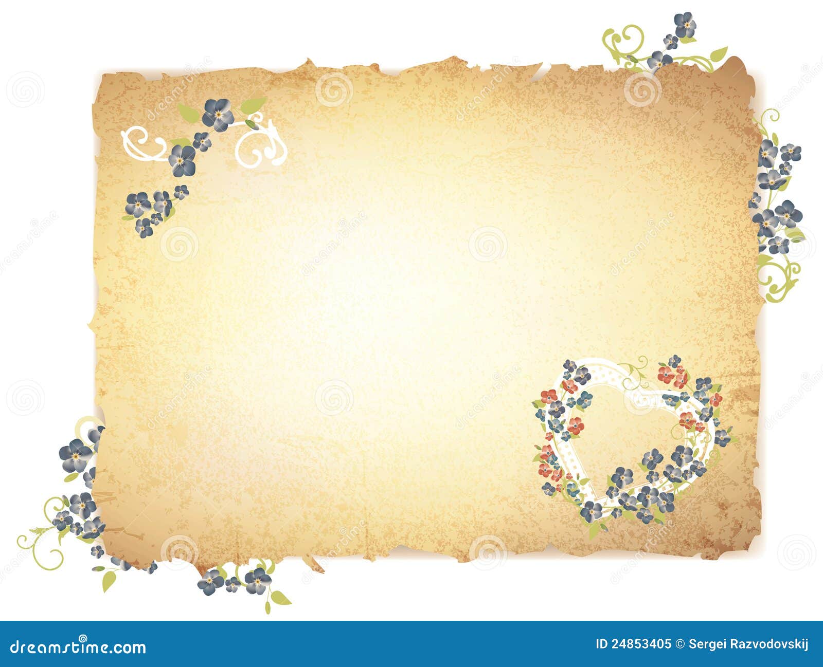 Burnt Paper With Flowers Cartoon Vector | CartoonDealer.com #24853405