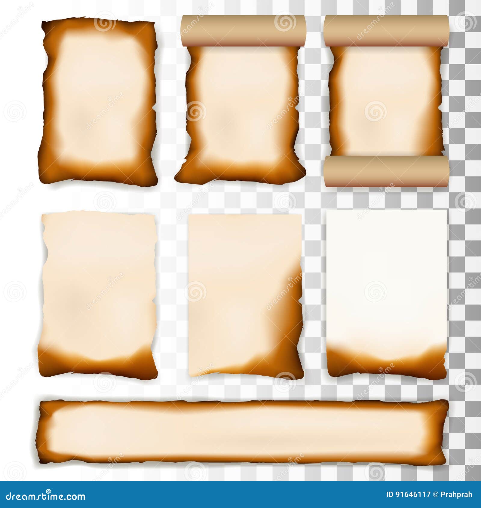 Burnt A4 Paper Sheet Set Isolated on Transparent Background Stock ...
