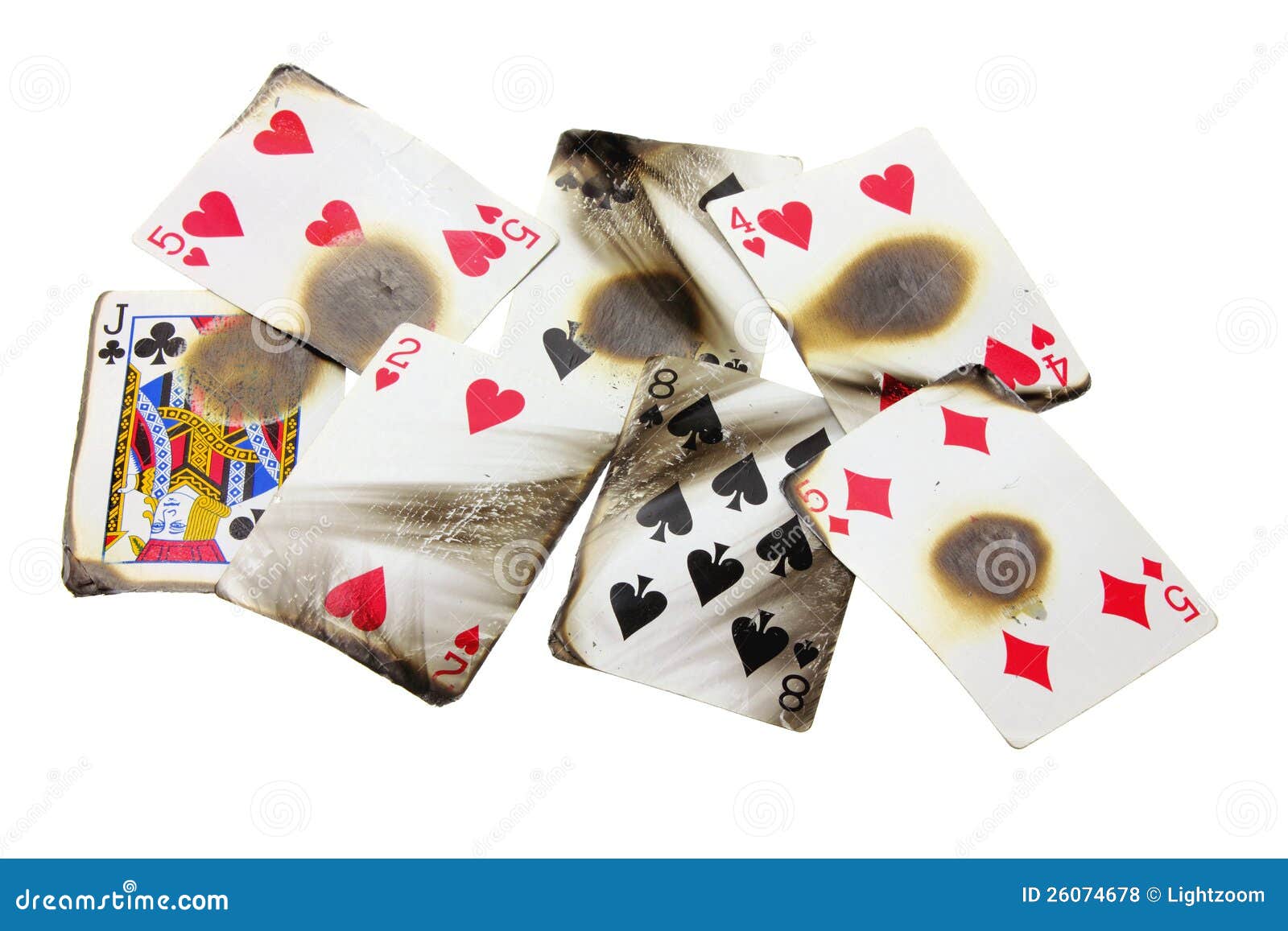 Burnt Old Playing Card Paper With One Heart Symbol Background Stock ...