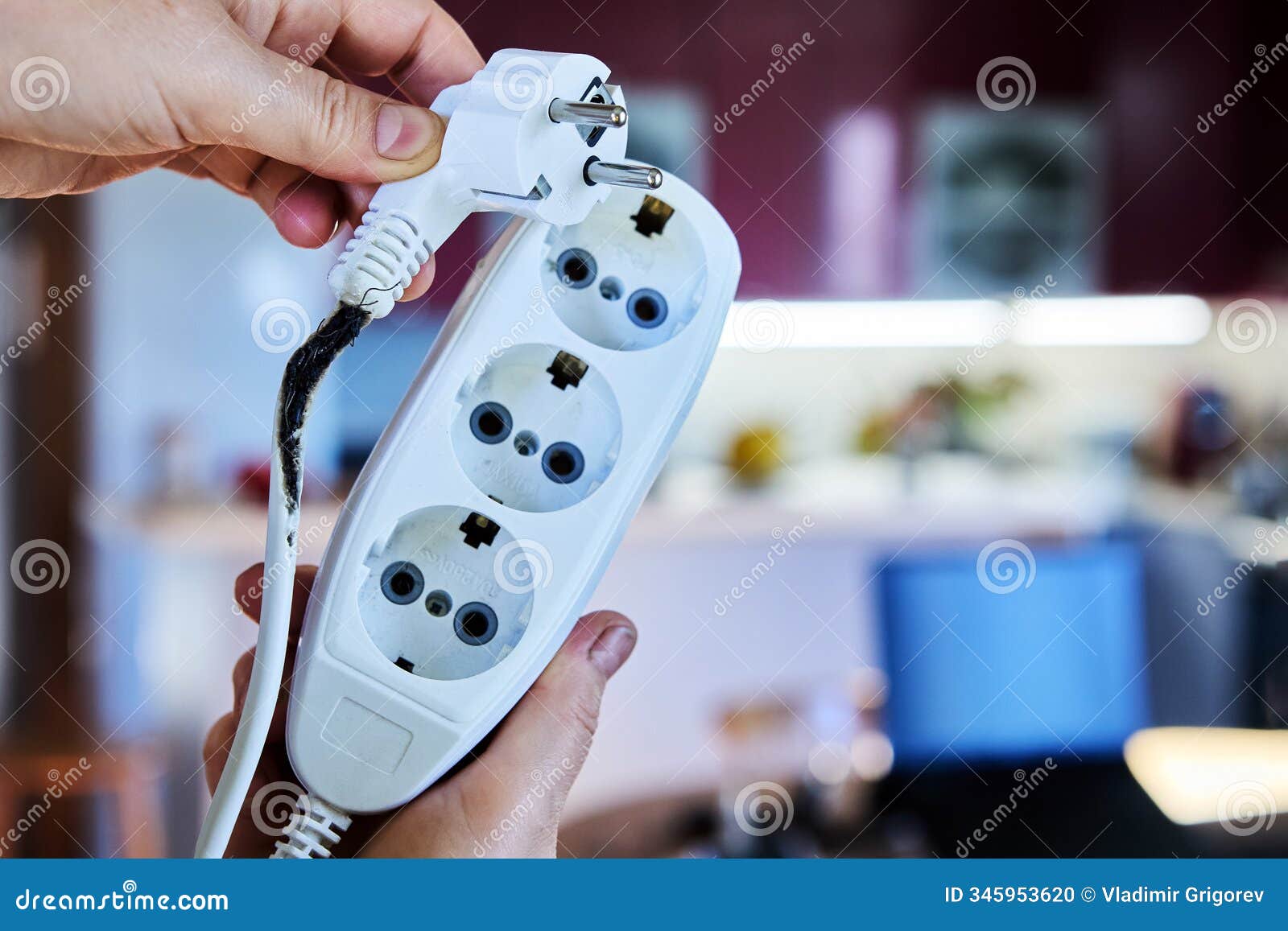 Burnt Power Outlet. Melted-off And Burned Plastic Socket Of Power ...