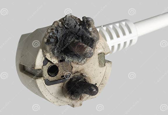 Burnt power plug stock photo. Image of connection, hazard - 36324564