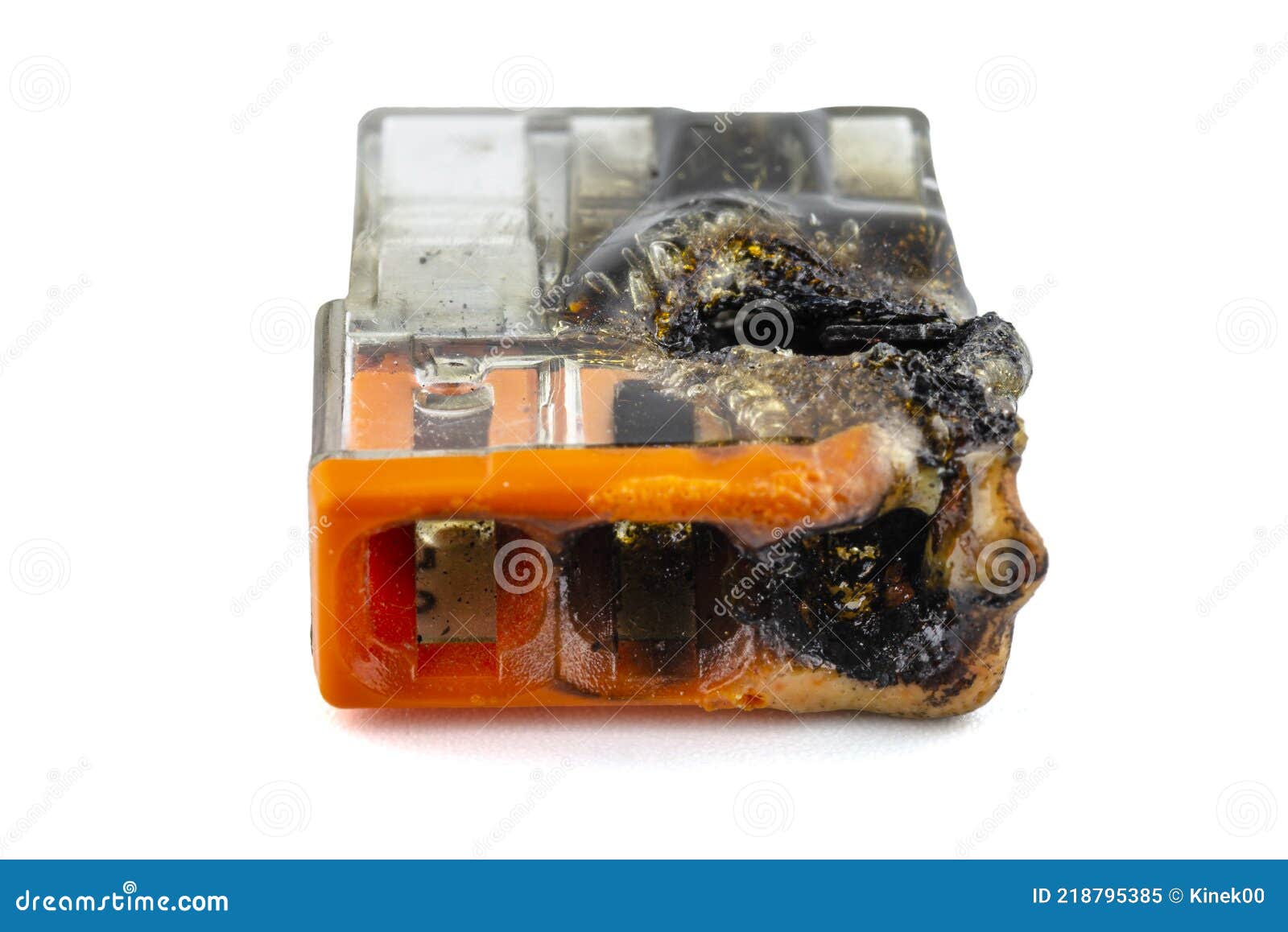 Burnt Quick Coupler for Electric Cables with Three Inputs, Isolated on ...