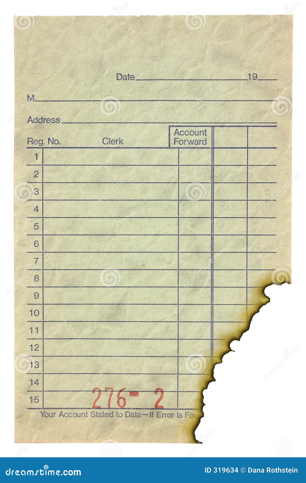 Burnt Receipt stock photo. Image of receipt, paper, statement - 319634