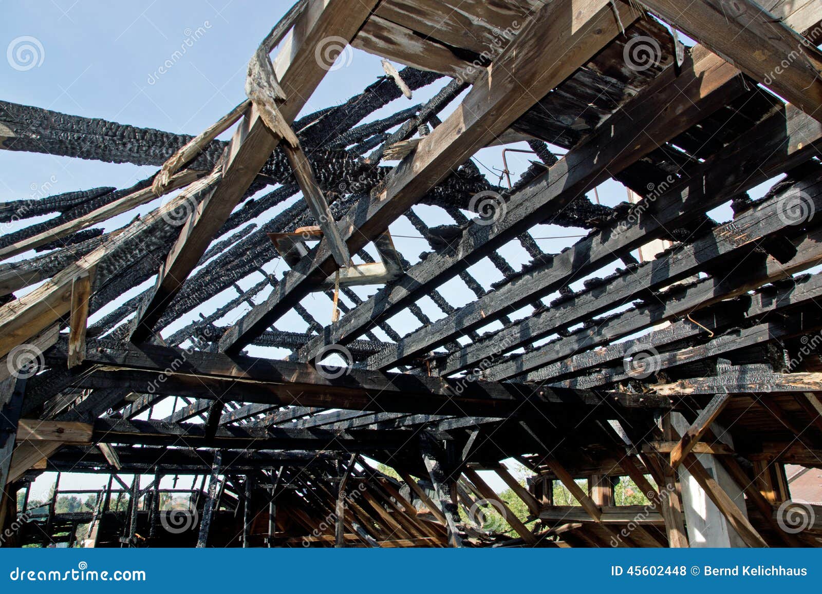 Burnt roof stock photo. Image of fire, abandoned, building - 45602448