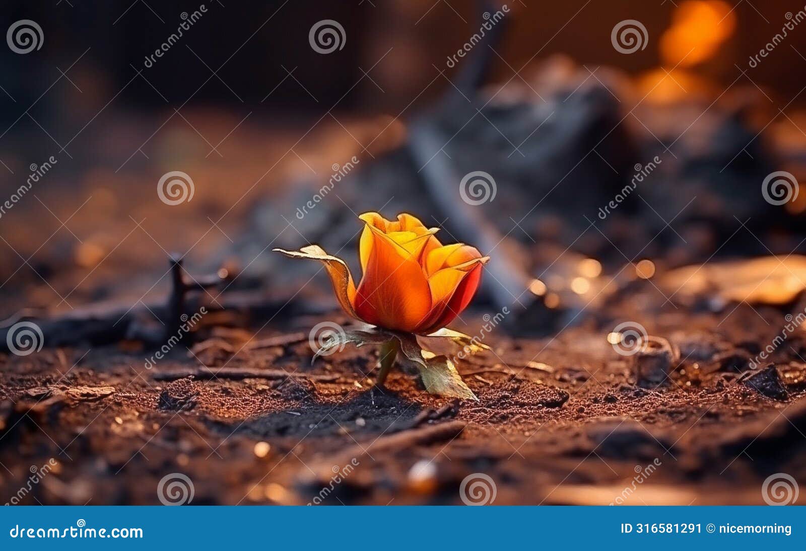 Burnt rose on the ground stock illustration. Illustration of forest ...
