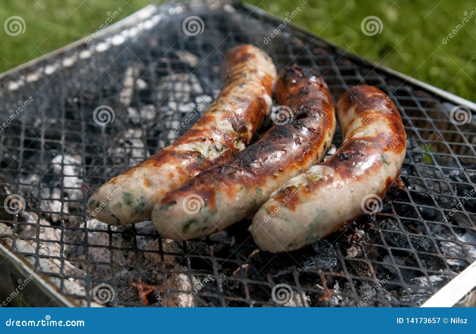 Burnt Sausages on Picnic Grill Stock Image - Image of picnic, sausage ...