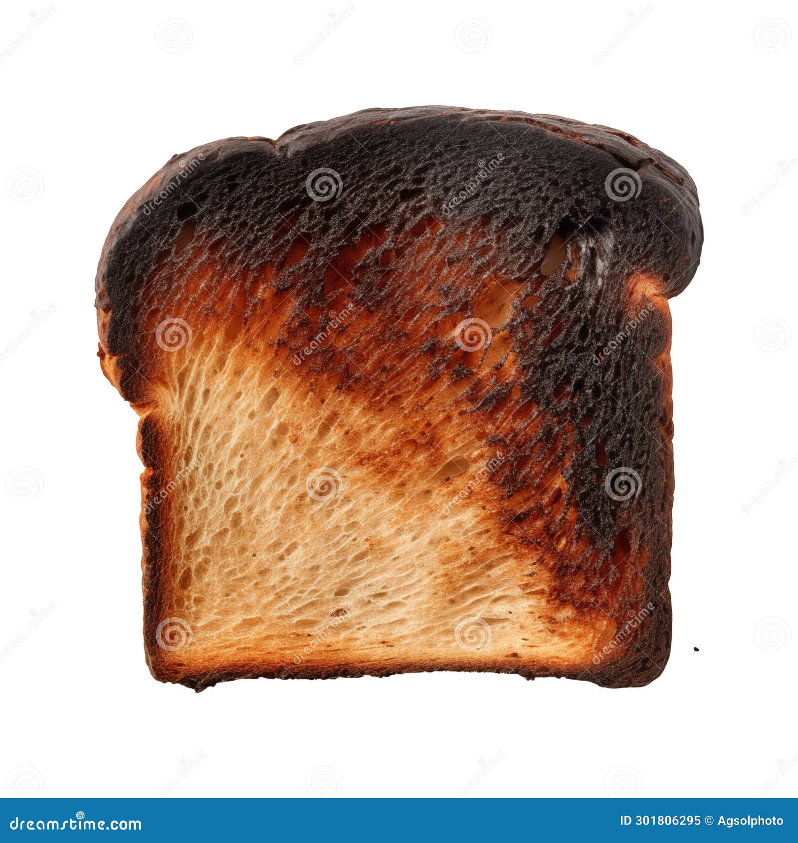 A Burnt Slice of Bread is Cut Out on a Transparent Background. a ...