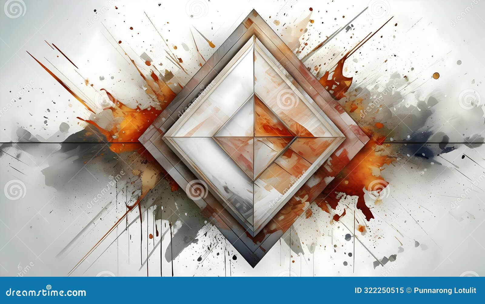 Burnt Square and Triangle, Abstract White Background on Digital Art ...