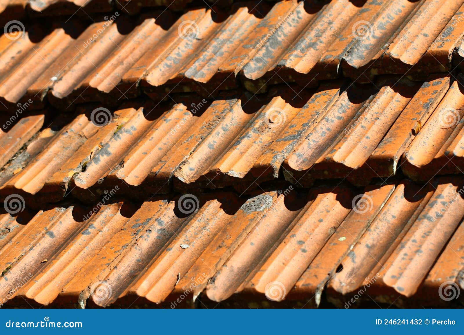 Burnt tiles on the roof stock photo. Image of pattern - 246241432