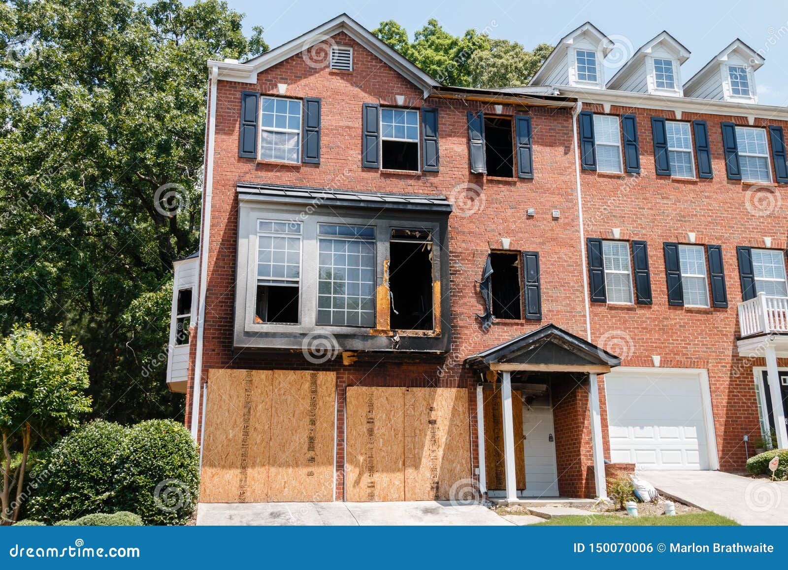A Burnt Townhouse that Was on Fire. Stock Photo - Image of candle ...