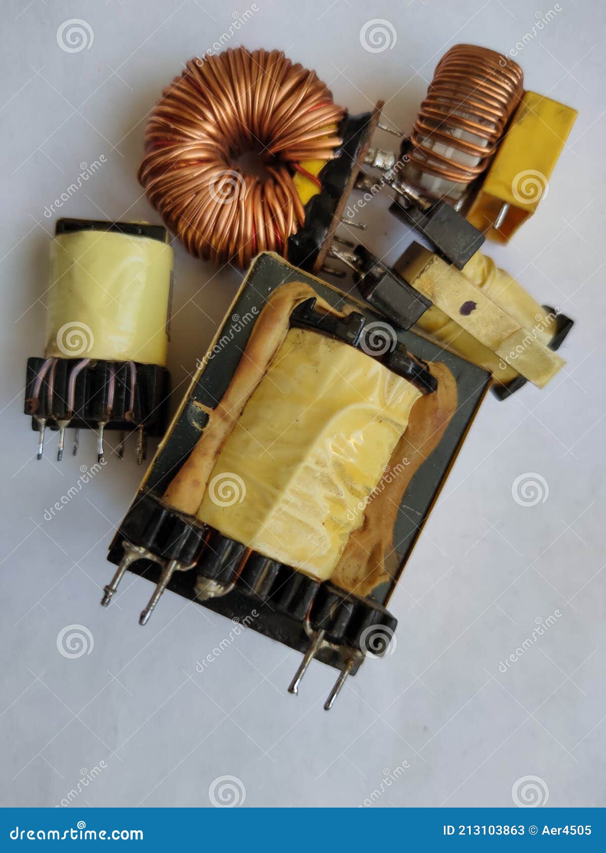 Burnt Transformers and Chokes of the Computer Power Supply Board Stock ...