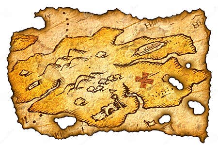 Burnt Treasure Map stock illustration. Illustration of island - 307467