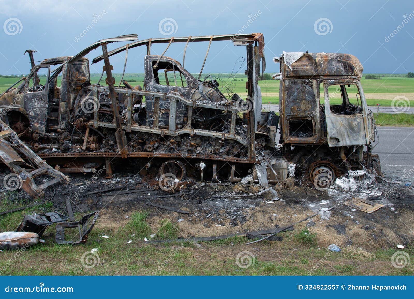 Burnt Truck with a Burnt-out Driver S Cab, Accident Stock Image - Image ...