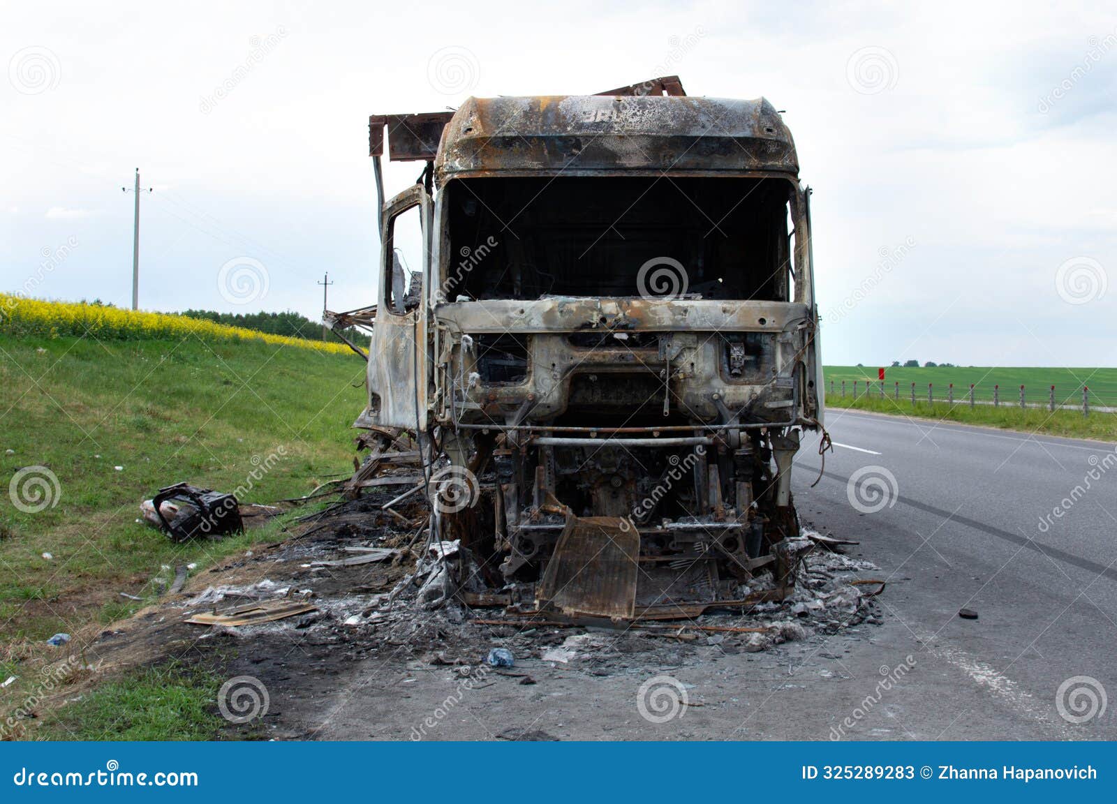Burnt Truck with a Burnt-out Driver S Cab, Accident Stock Image - Image ...
