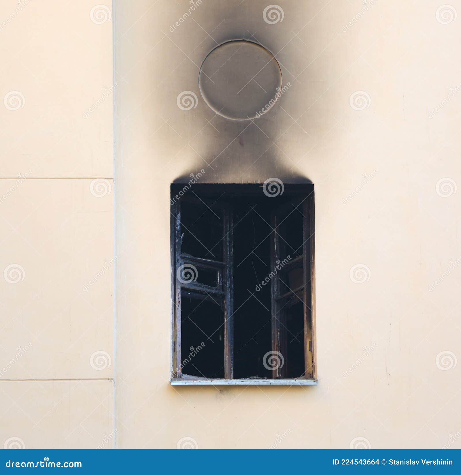 Burnt Window of an Apartment Building after a Fire Stock Photo - Image ...