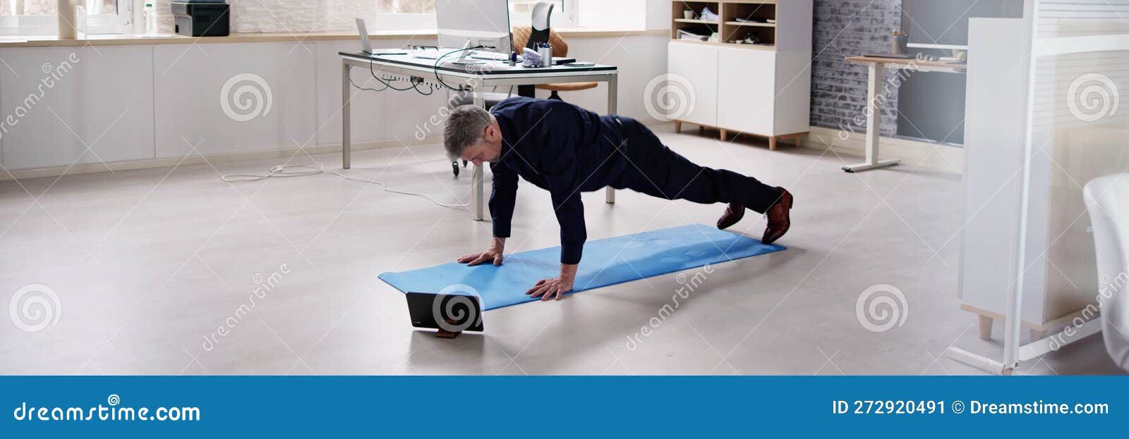 Burpee Training Exercise in Office Stock Image - Image of jack, jump ...